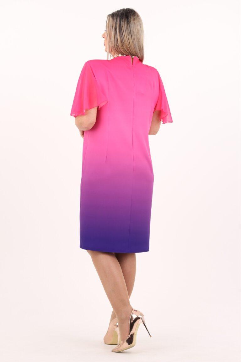 Fioletowa sukienka z kwiatem na ramieniu cieniowana ombre - Plus Size ...
